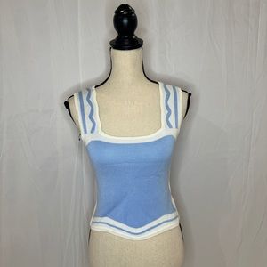 Cider | Tops | Nwt Cider Light Blue Wave Rib Knit Top | Poshmark